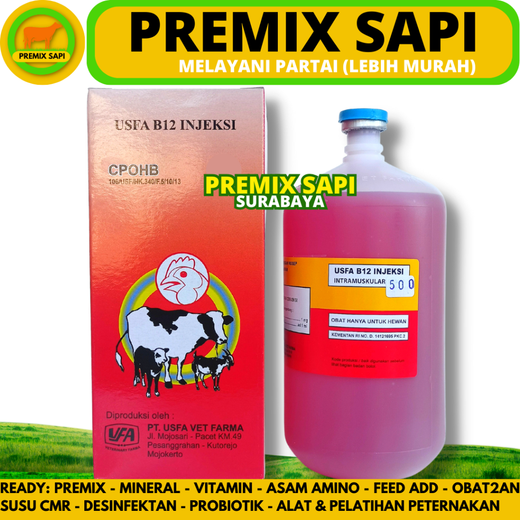 Jual USFA VITAMIN B12 500 ML - Vitamin B12 Injeksi Hewan Ternak Sapi ...