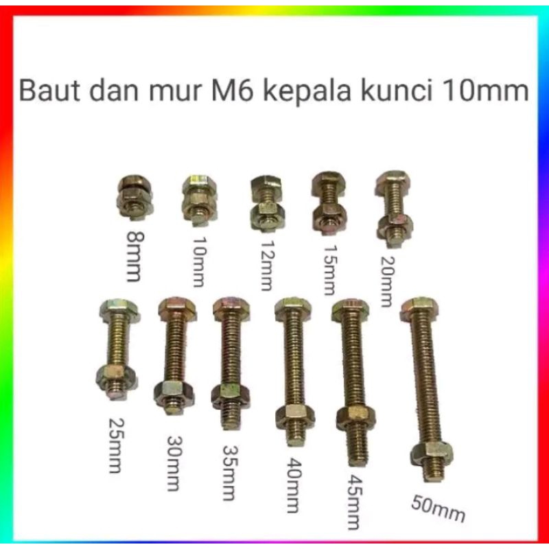 Jual Baut kuning M6 Kunci 10 (1Pcs) | Shopee Indonesia