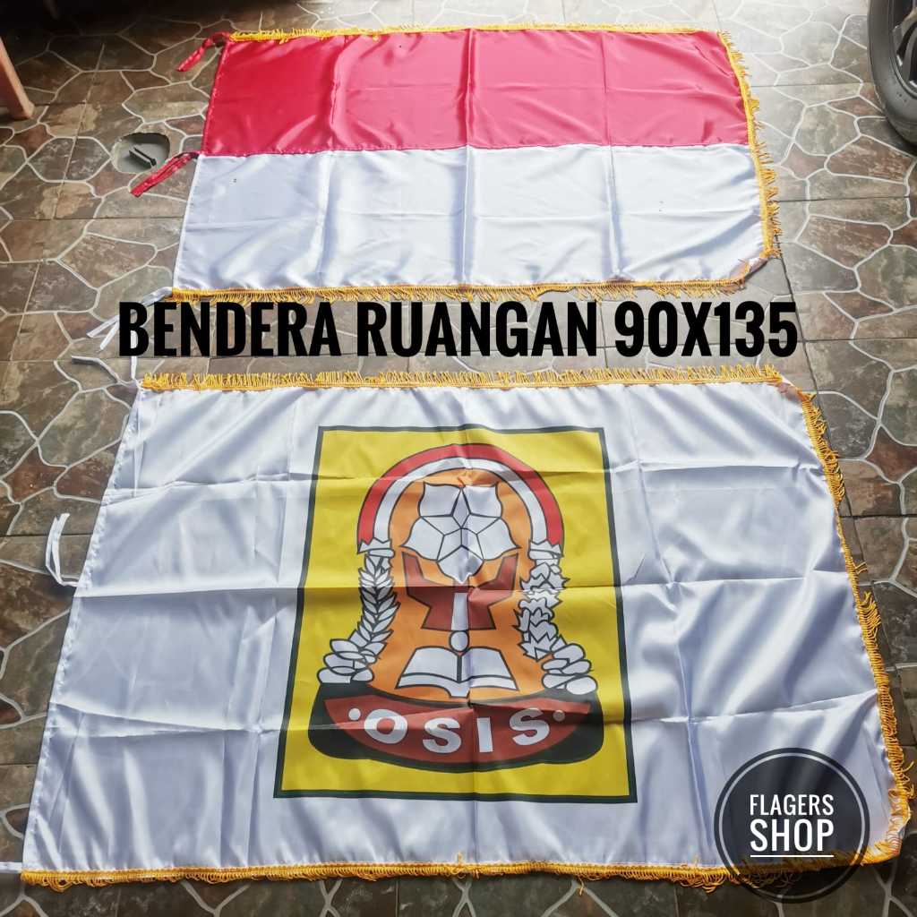 Jual [PAKET] Bendera Ruangan Indonesia + OSIS SMP Ukuran 90x135 cm ...