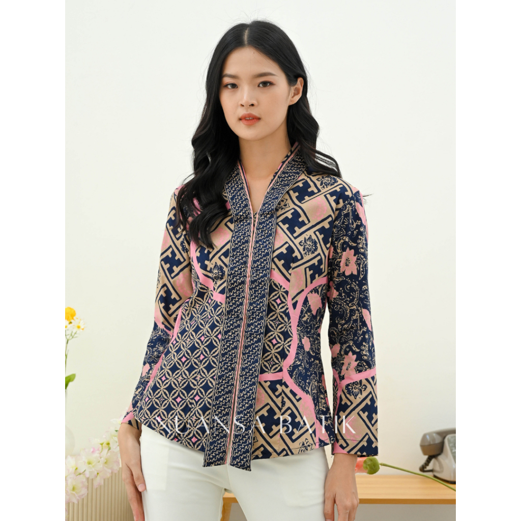 Jual Nuansa Batik Blouse Batik Model Kutu Baru Lengan Panjang Bahan Katun Stretch | Shopee Indonesia