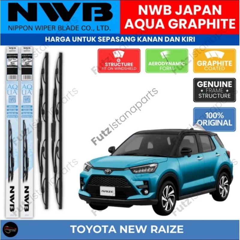 Jual Wiper Depan Toyota Raize Ukuran 22” & 16” NWB Aqua Graphite Original | Shopee Indonesia