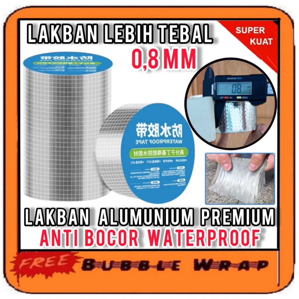 Jual Lakban Anti Air Anti Bocor 5 10 M / Aluminum Foil Tape Butyl Super Waterproof Silicone ...
