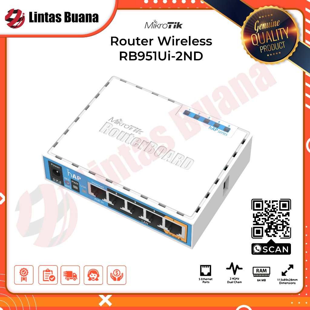 Jual Mikrotik Router Wireless RB951Ui-2ND (hAP) | Shopee Indonesia