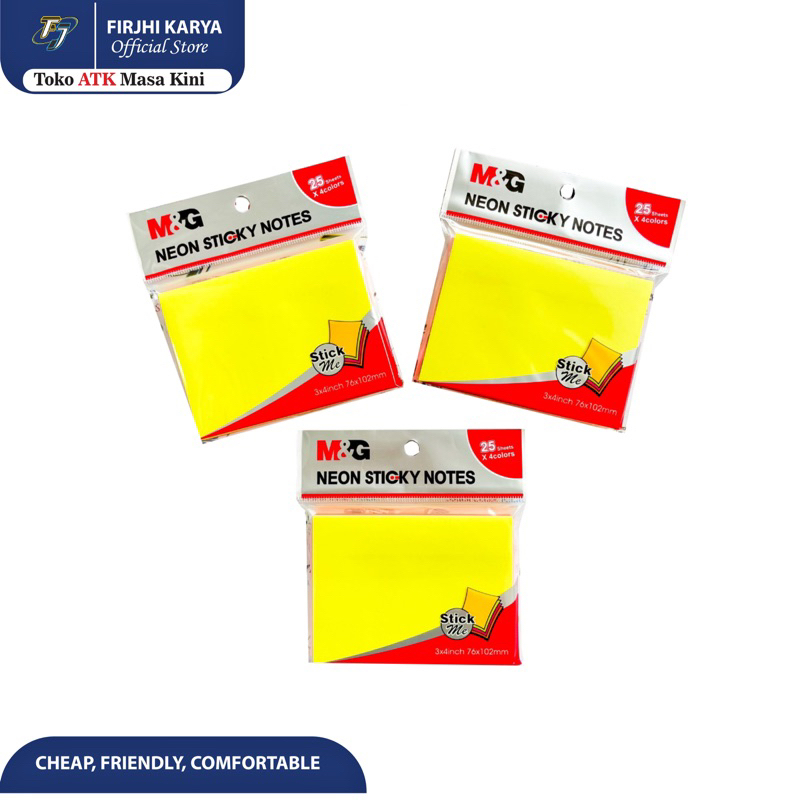 Jual Sticky Notes neon color 4 warna 25 sheets per color - M&G | Shopee ...