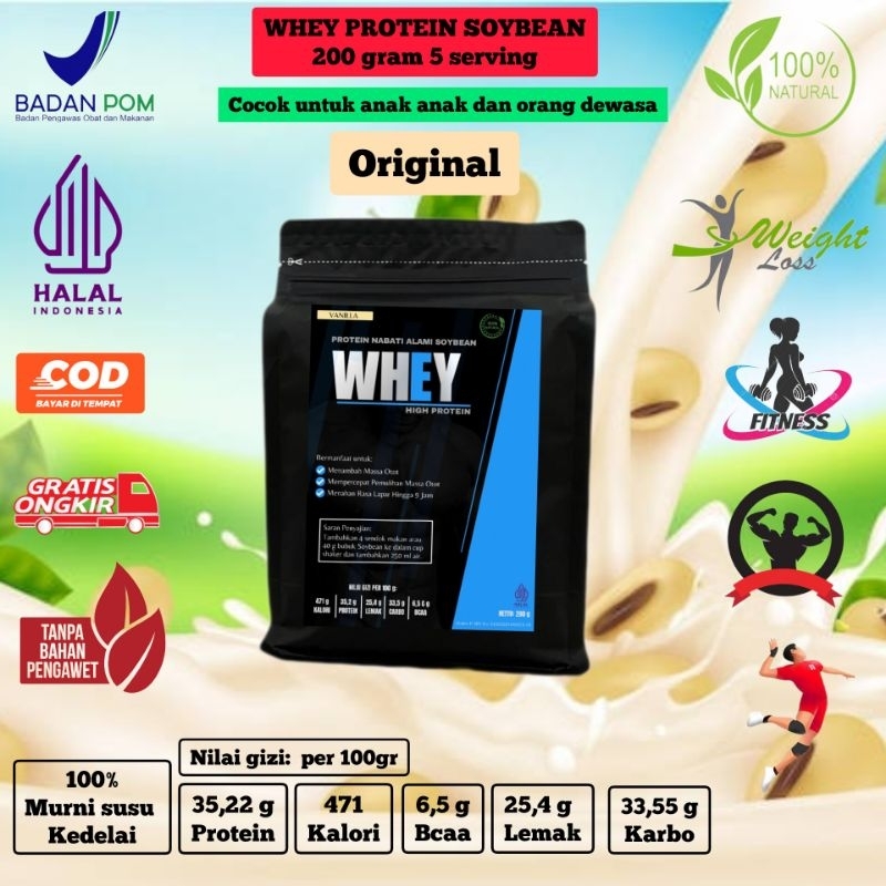 Jual WHEY PROTEIN SOYA 200 GRAM / SUSU KEDELAI / HIGH PROTEIN ...