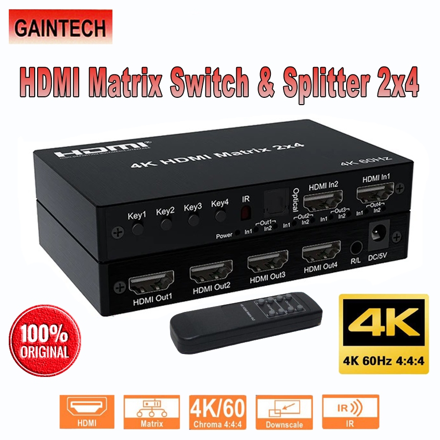 Jual HDMI Matrix Switch Splitter 2x4, 4x2, 4x4 Support 4K60HZ GAINTECH ...