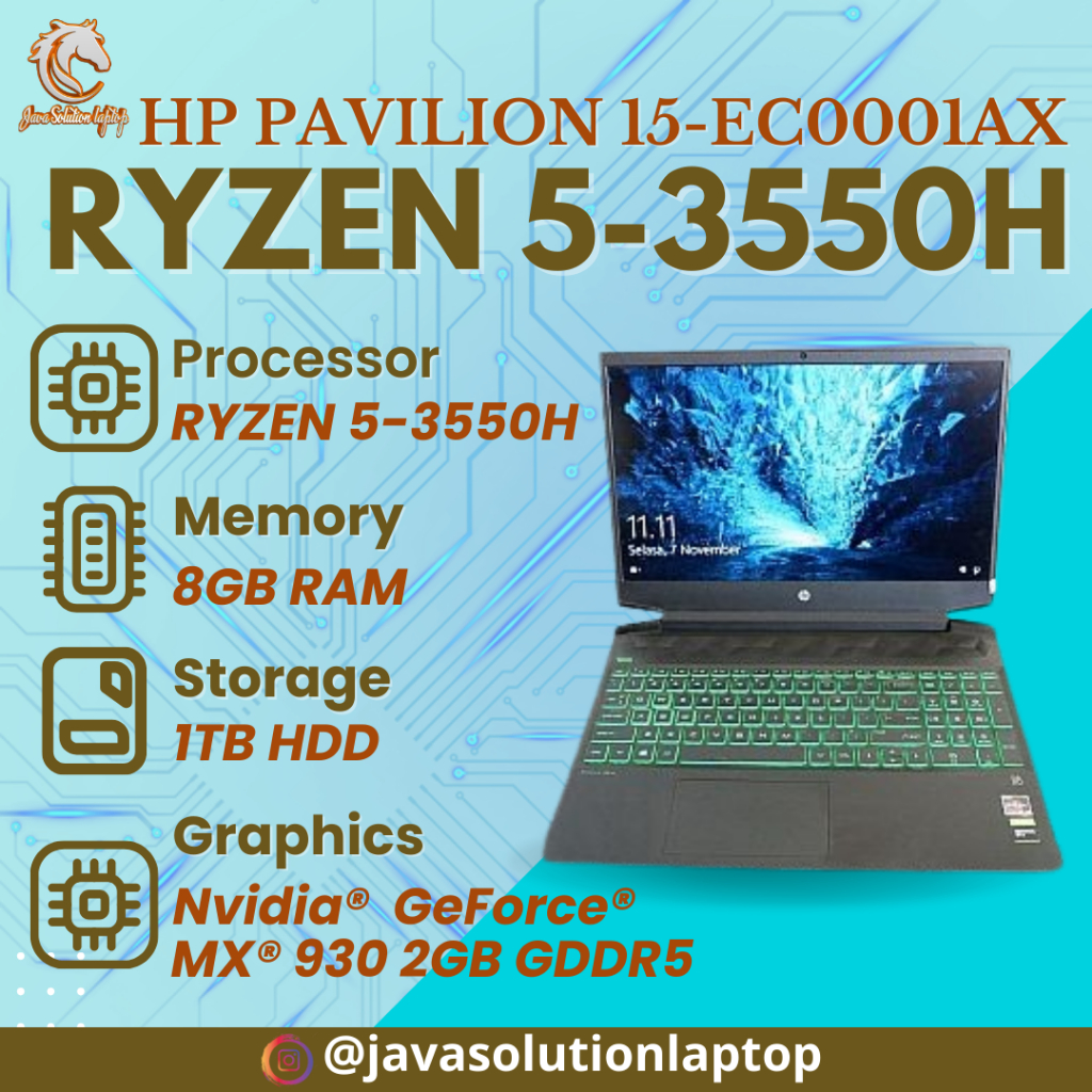 Jual HP Pavilion Gaming Ryzen 5 3550H Ram 16gb Hdd 1Tb AMD Radeon Vega ...