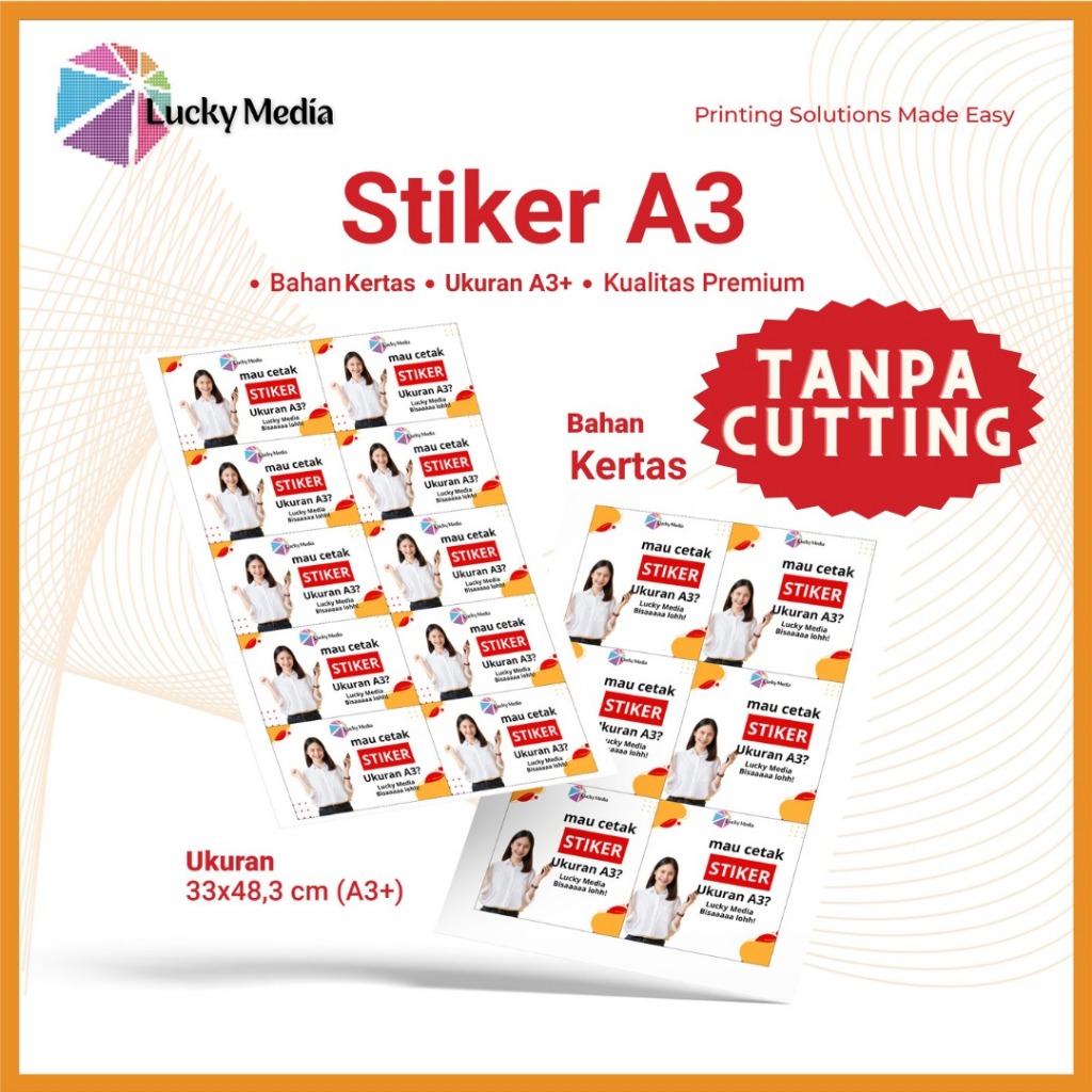 Jual Cetak Sticker A3+ Bahan Kertas Bontax Tanpa Cutting Murah Stiker ...