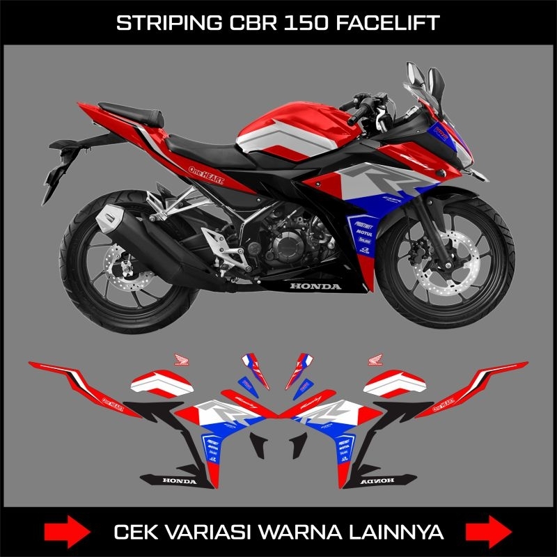 Jual Striping CBR 150 R Facelift Livery Fireblade / Stiker Motor Honda Cbr 150R Facelift / Stock ...