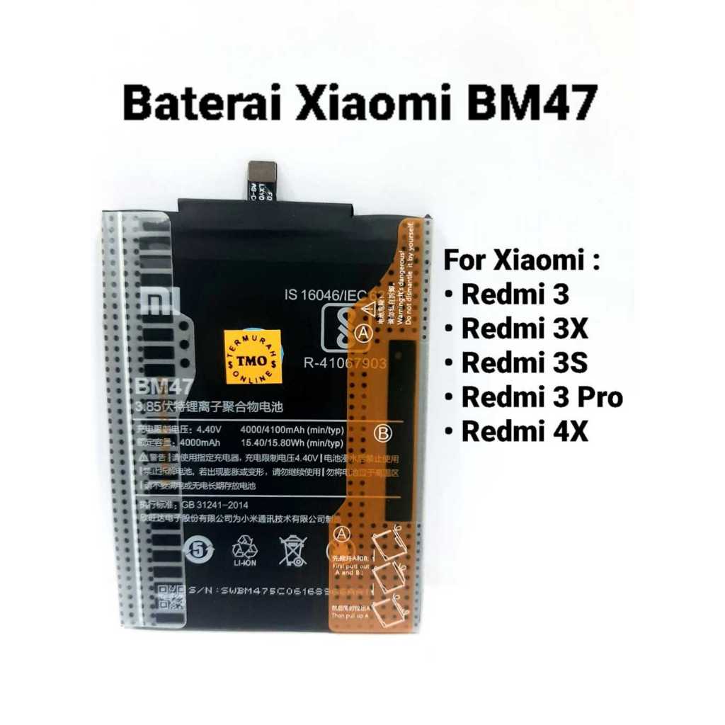 Jual Baterai /Battery Xiaomi BM47/ Baterai Xiaomi Redmi 3/ 3X/ 3S/ 3 ...