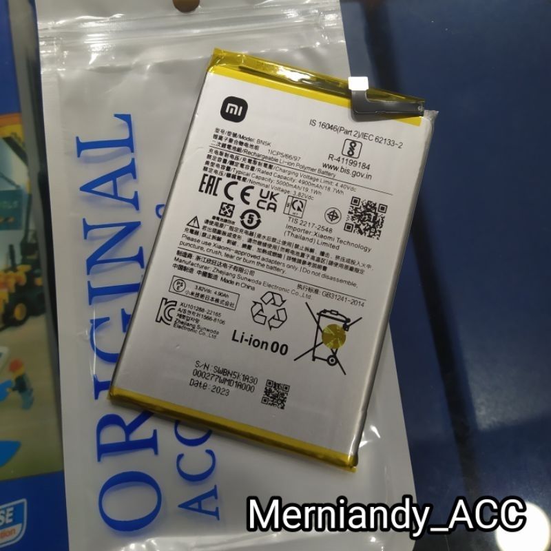 Jual Battery Batre Bateray Xiaomi Redmi 12C Baterai BN5K Original 100% ...