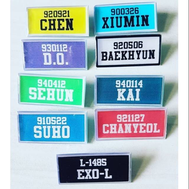 Jual PIN EXO NAME TAG BROS EXO MEMBERS PAPAN NAMA | Shopee Indonesia