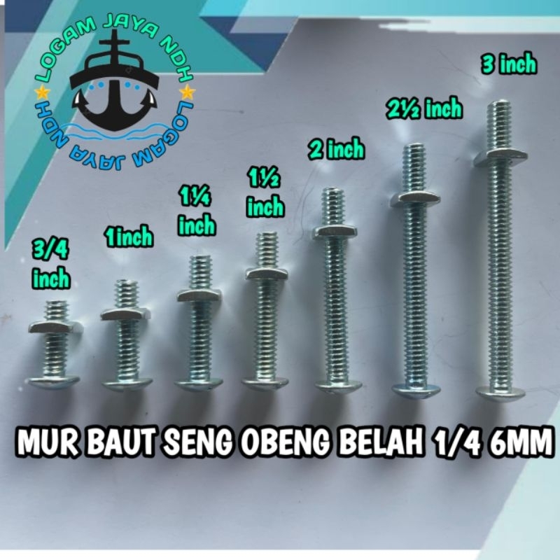 Jual BAUT MUR.MUR BAUT BESI .BAUT SENG 1/4 6mm kunci 10 PANJANG 2cm-7 ...