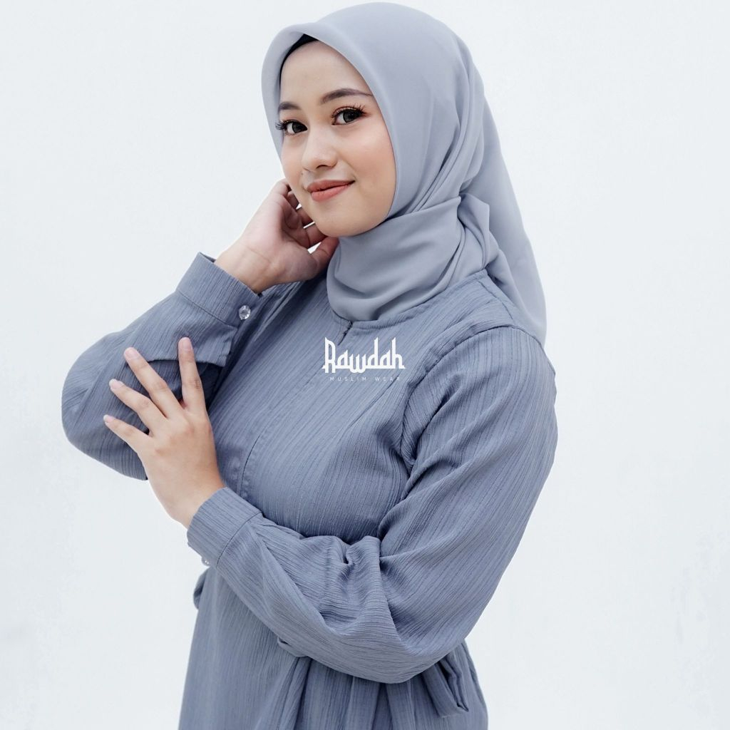 Jual Rawdah Hanna Midi Dress Gamis Tunik Remaja Simpel Daily Fashion ...