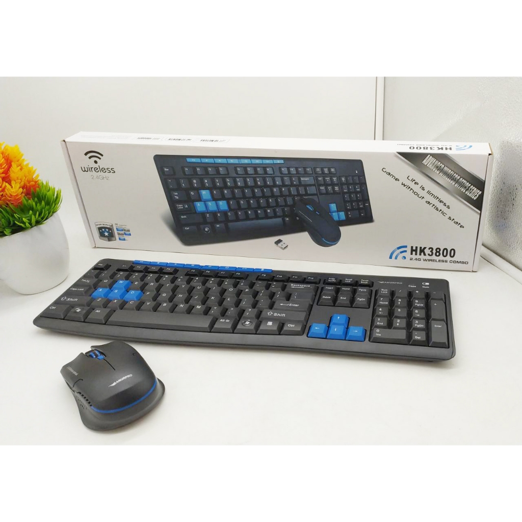 Jual KEYBOARD MOUSE WIRELES HK 3800 SAMURPRO | Shopee Indonesia