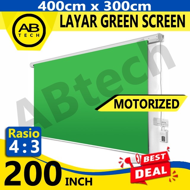 Jual Layar Green Screen Studio Motorized 200 inch Ukuran 400 x 300 cm ...