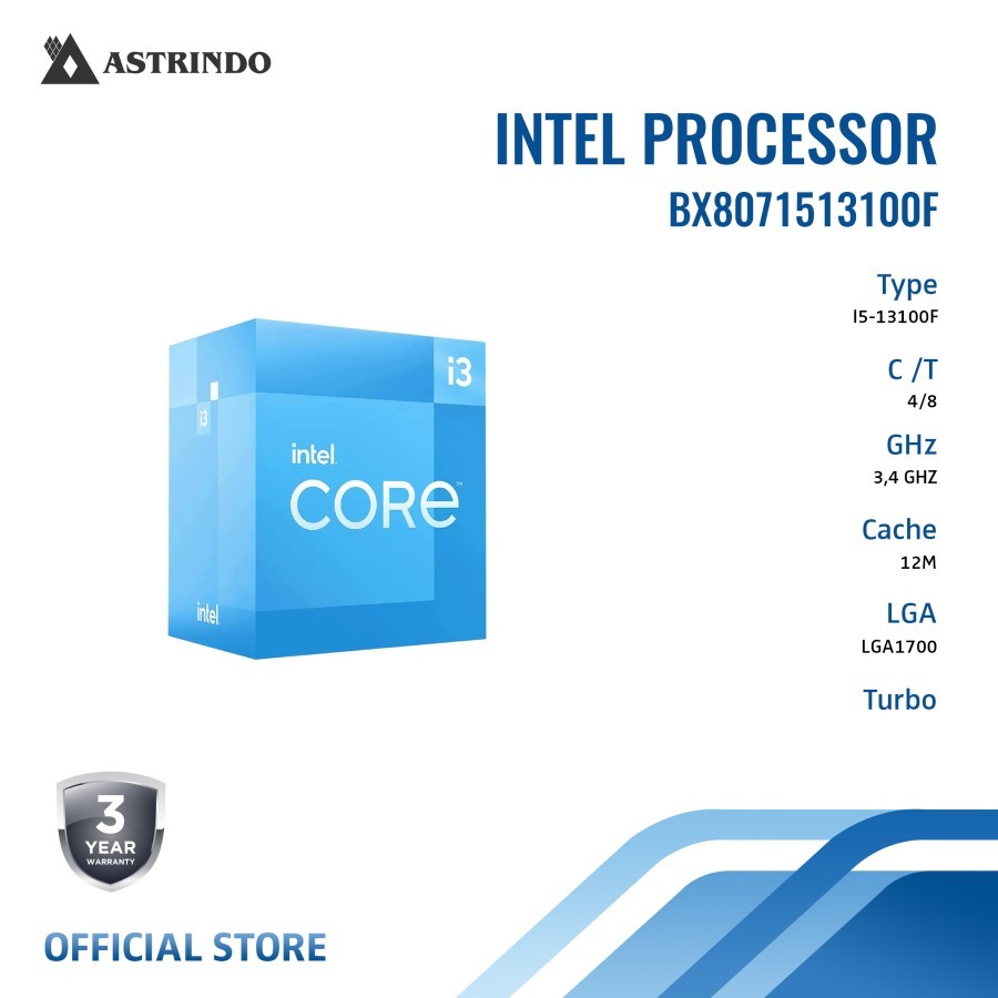 Jual Intel Processor Core i3-13100F 12M Cache, up to 4.50 GHz Box LGA 1700 | Shopee Indonesia