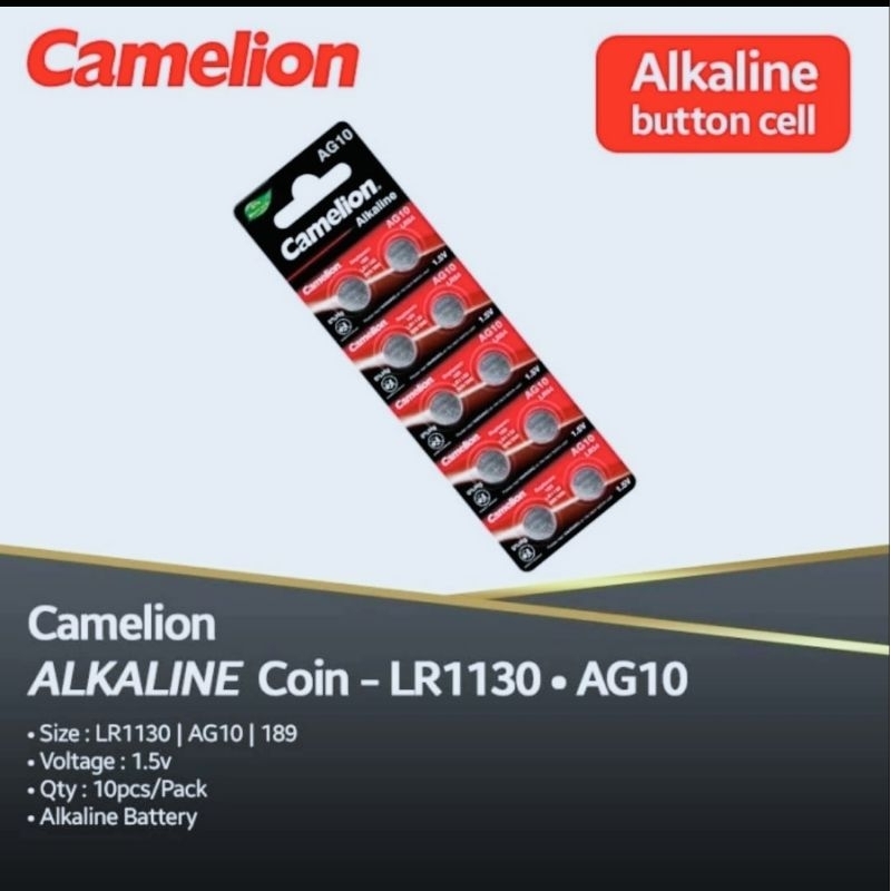 Jual Baterai LR 1130 / LR54 / AG10 alkaline Camelion isi 10 pcs ...