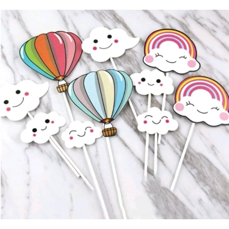 Jual TOPPER CAKE AWAN BALON UDARA HIASAN KUE BALON UDARA WARNA WARNI ...