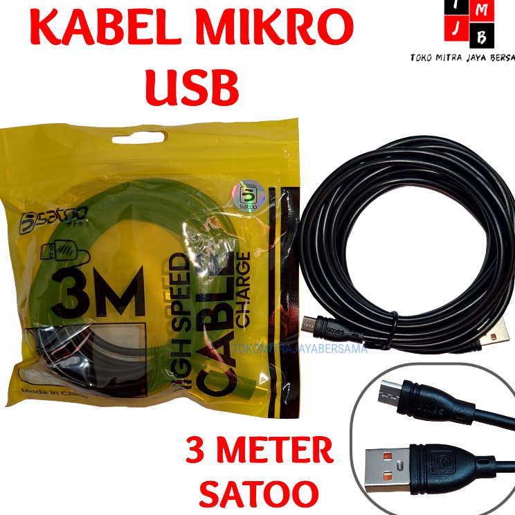 Jual pJ KABEL MICRO USB PANJANG 5METER 1METER 3METER MIKRO USB 3 METER 5 METER 1 METER SATOO 3M ...