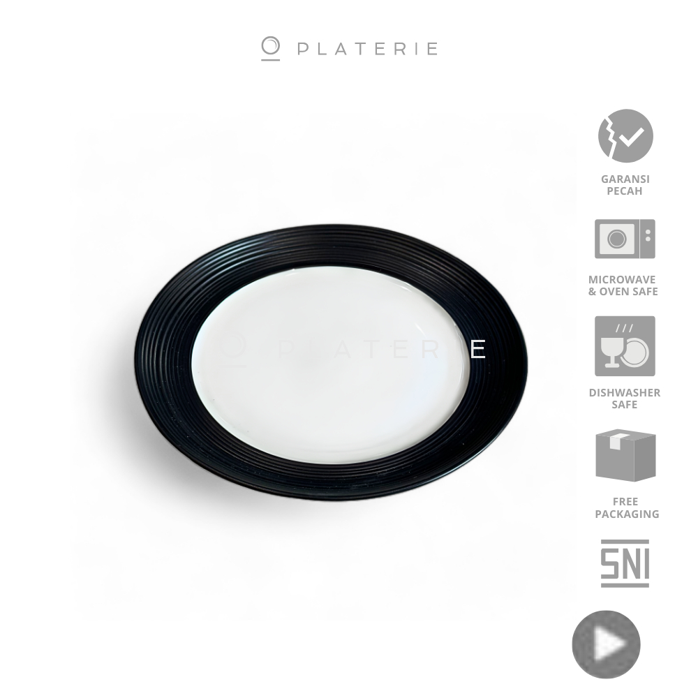 Jual PLATERIE Piring Keramik Chop Plate 12Inch / 32cm Black Rim ...