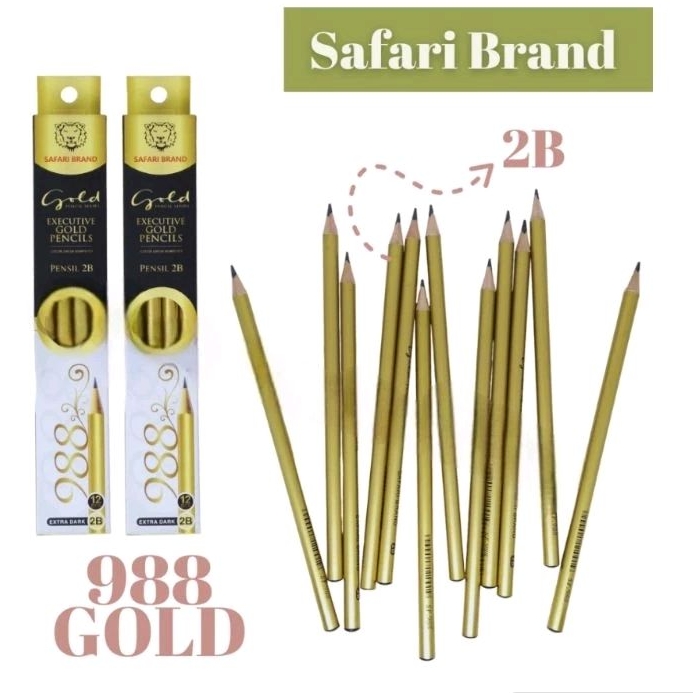 Jual Pensil Premium Safari 2B 988 Gold (12pcs) | Shopee Indonesia