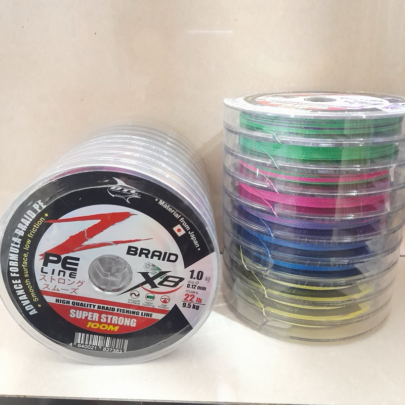Jual Senar PE Super Strong X8 Utecate Z-Braid Multicolor 100 Meter ...