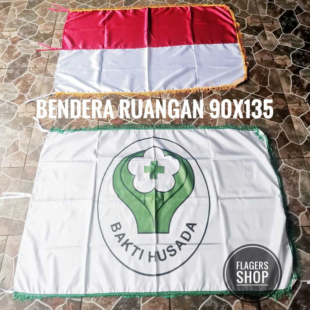 Jual [PAKET] Bendera Ruangan Indonesia + Bakti Husada Ukuran 90x135 cm ...