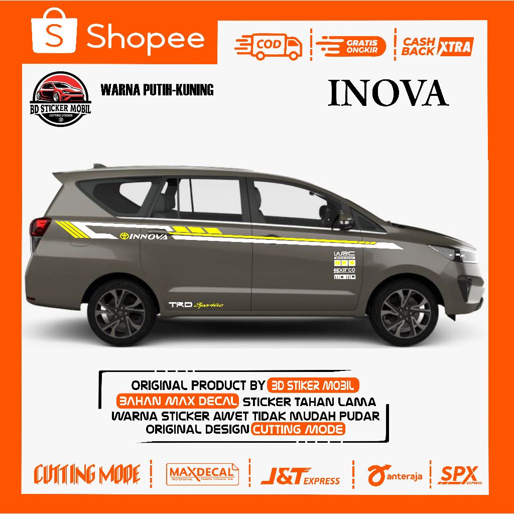 Jual STIKER MOBIL NEW DESAIN STICKER MOBIL INOVA LIST STICKER MOBIL ...