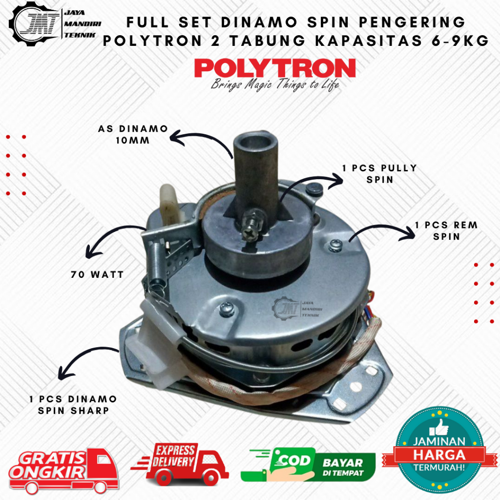 Jual Full set Dinamo Spin Pengering Polytron 2 tabung kapasitas 6-9kg | Shopee Indonesia