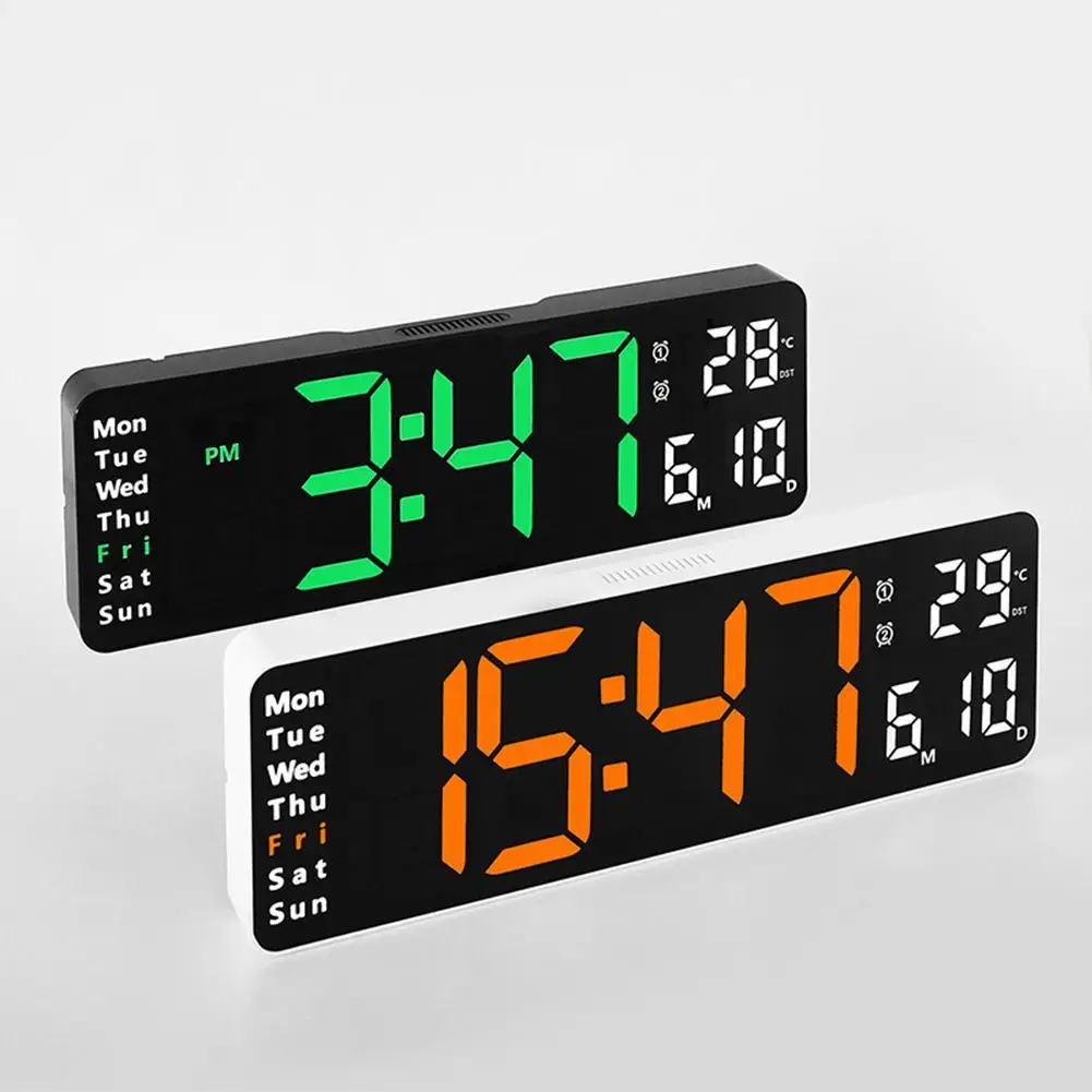 Jual 13 inci Jam Dinding Digital Besar Remote Control Temp Tanggal ...