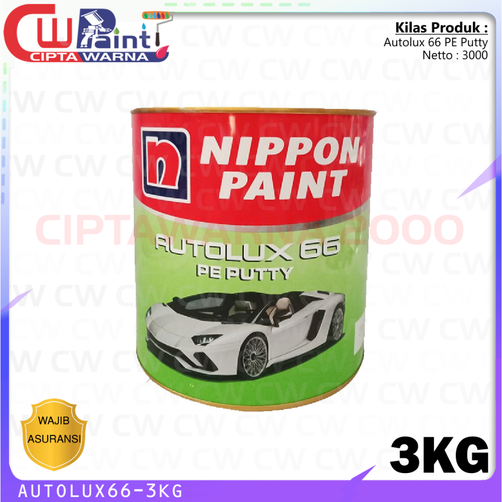 Jual Nippon Dempul Mobil Besi Plastik Fiber Autolux 66 PE Putty 3 kg - NSO | Shopee Indonesia