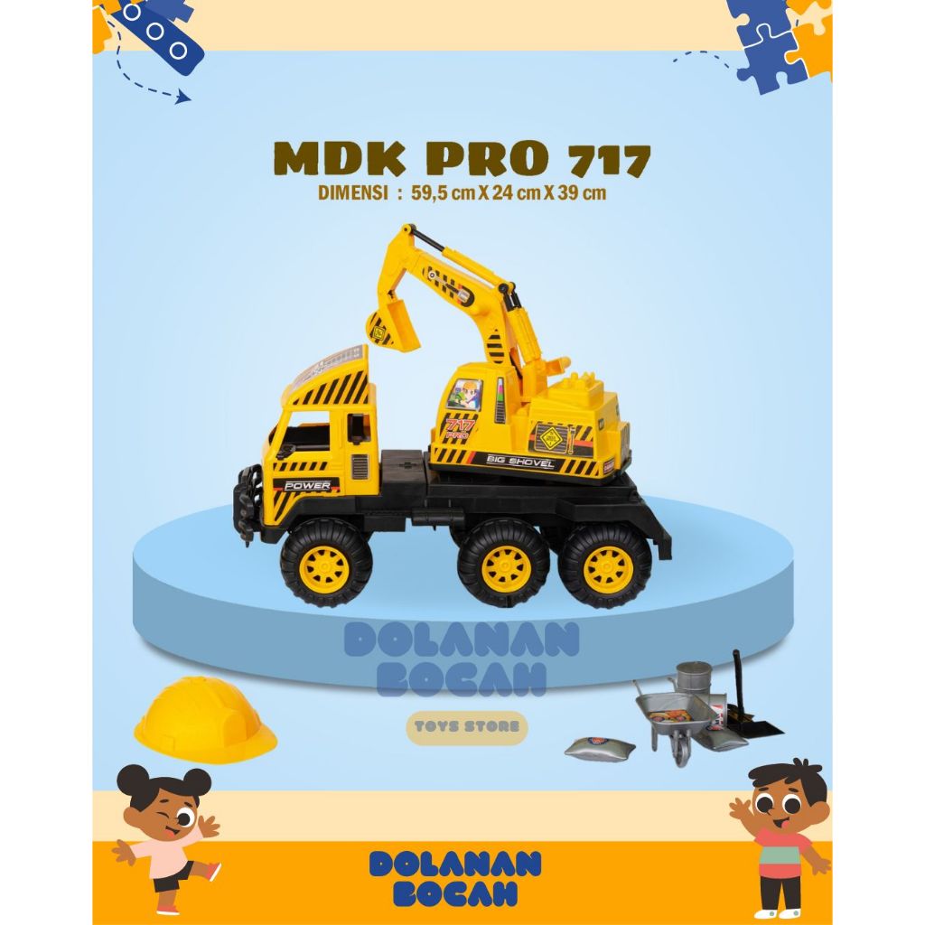 Jual Mainan Anak MOBIL-MOBILAN TRUK EXCAVATOR BESAR PLUS HELM / MDK 717 PRO | Shopee Indonesia