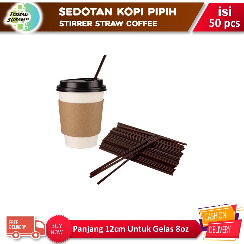 Jual Sedotan Kopi Pipih - STIRRER Kopi Isi 50pcs - Stirer Tahan Panas ...