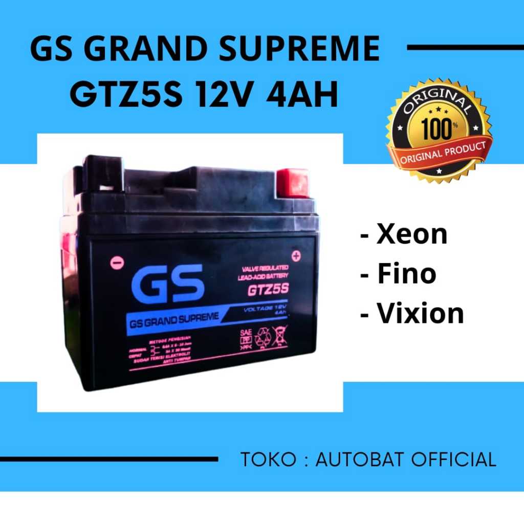 Jual AKI MOTOR GTZ5S BEAT, VINO, VIXION GS 12V 4AH GS | Shopee Indonesia