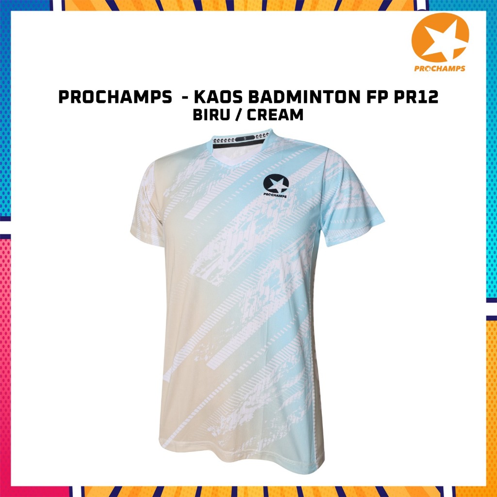 Jual Kaos Jersey Badminton Prochamps Full Print Biru Cream 012 | Shopee ...
