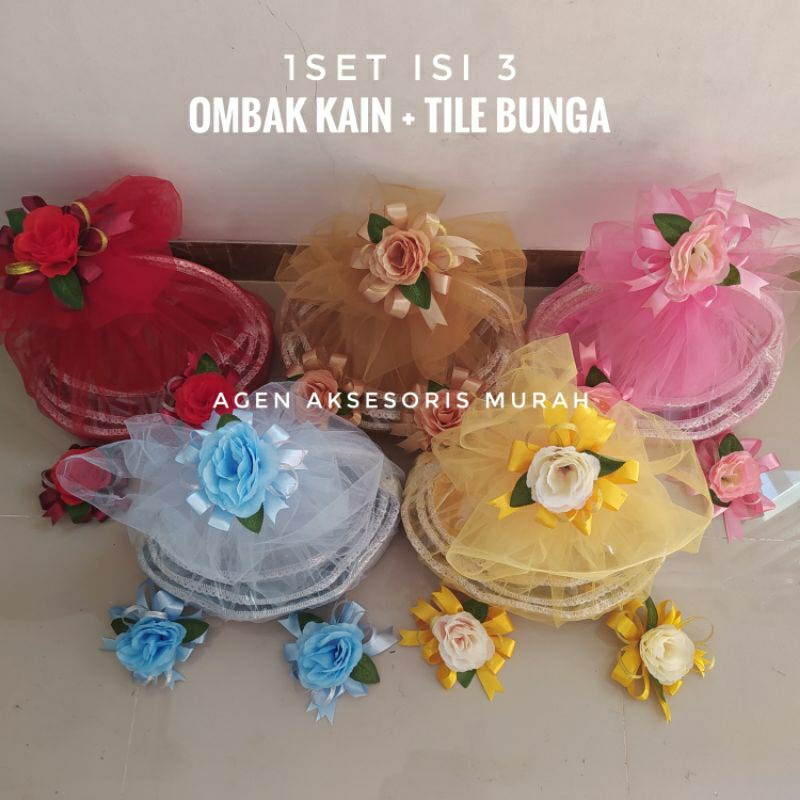 Jual Keranjang Hantaran set isi 3 ombak lapis kain + tile bunga ...