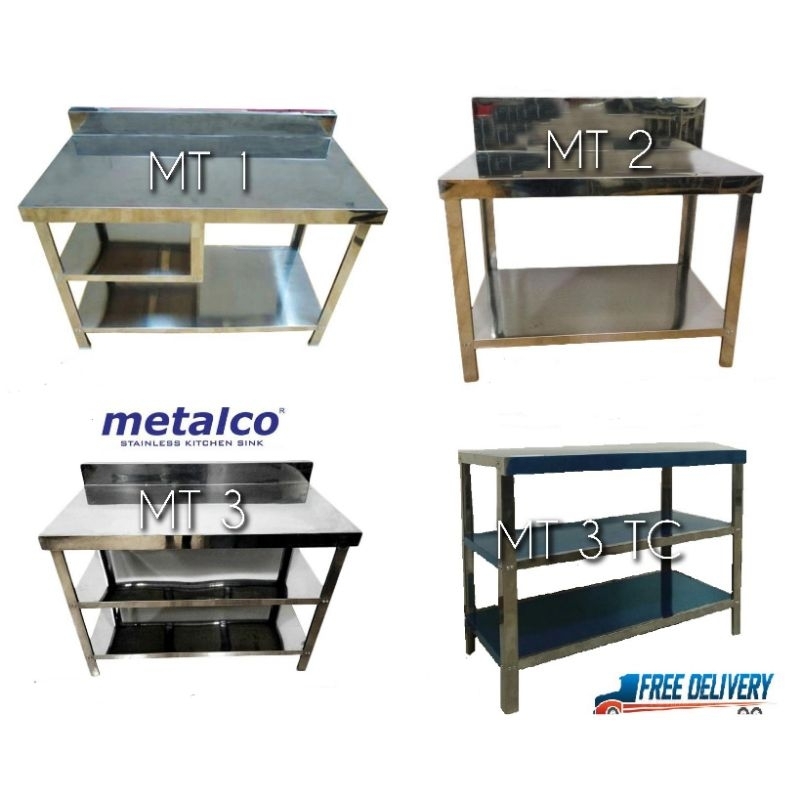 Jual PAKET MEJA STAINLESS METALCO. TYPE: MT1+ MT2+ MT3+ MT3 TC. TINGGI : 74,5 CM | Shopee Indonesia