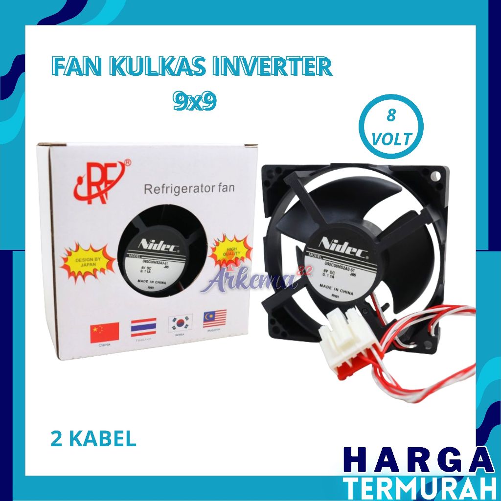 Jual FAN KOTAK SANYO INVENTER DC 8V 9X9 NIDEC | MOTOR FAN KULKAS DC 8V ...