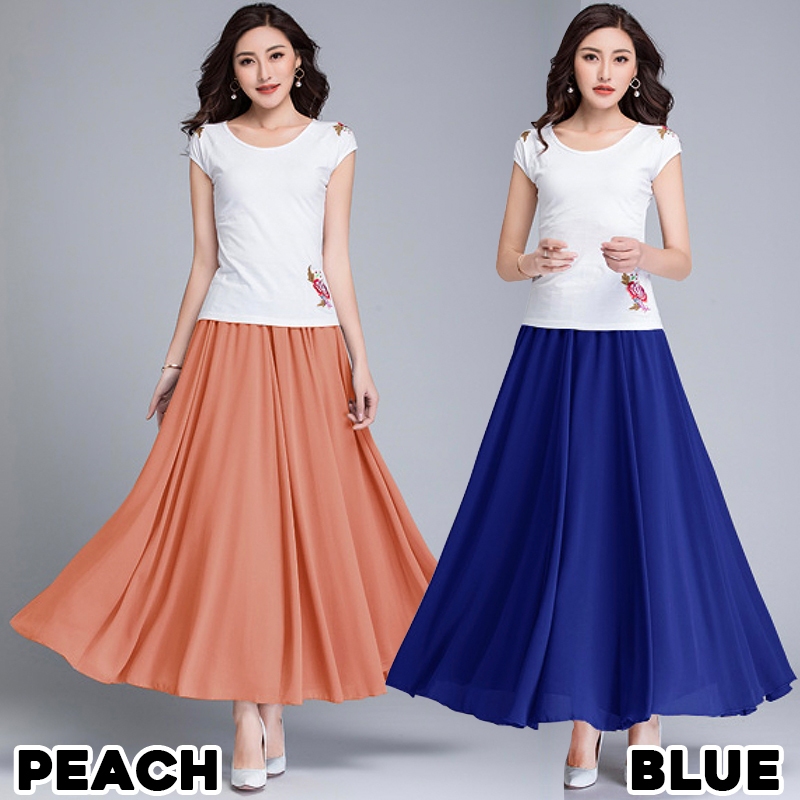 Jual 1105 Maxi Flare Chiffon Skirt Rok Panjang | Shopee Indonesia