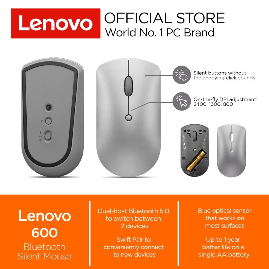 Jual Lenovo 600 Bluetooth Silent Mouse | Shopee Indonesia