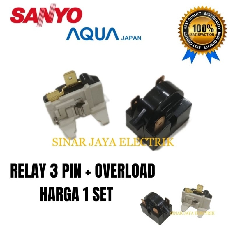 Jual RELAY PTC 3 PIN + OVERLOAD FREEZER 6 RAK / RELAY PTC FREEZER SANYO ...