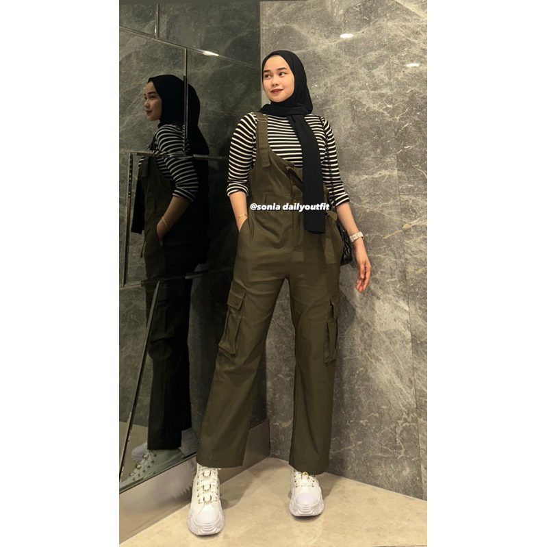 Jual Overall Celana Cargo Jumpsuit Wanita Bahan Katun Tebal Korean Style Kekinian Terbaru Baju ...