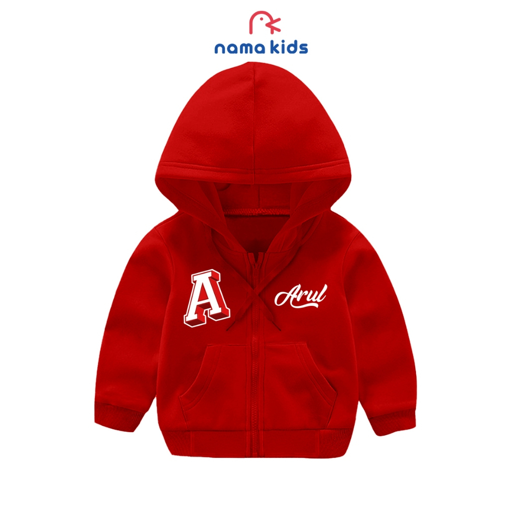 Jual Sweater Hoodie Zipper Sablon Nama + Inisial Lucu Hoodie Anak ...