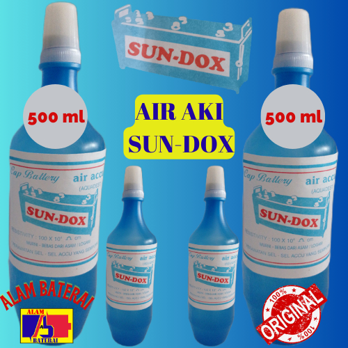 Jual AIR ACCU ZUUR MEREK SUN-DOX BERBAGAI UKURAN 1LITER/500ML PER BOTOL | Shopee Indonesia