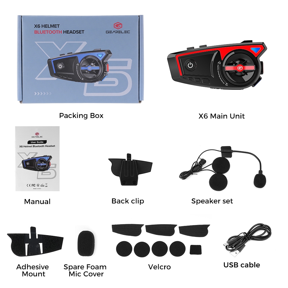 Jual GEARELEC X5 Bluetooth 5.1 Headset Helm Sepeda Motor Earphone ...