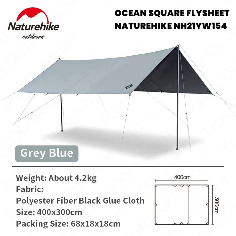 Jual Flysheet Set Dengan Tiang 4x3M Ocean Square Naturehike NH21YW154 ...