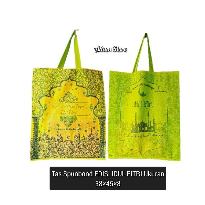 Jual Goodie Bag Spunbond/Tas Bingkisan EDISI IDUL FITRI LEBARAN 38x45x8 DESIGN 4 SISI(Per Pcs ...