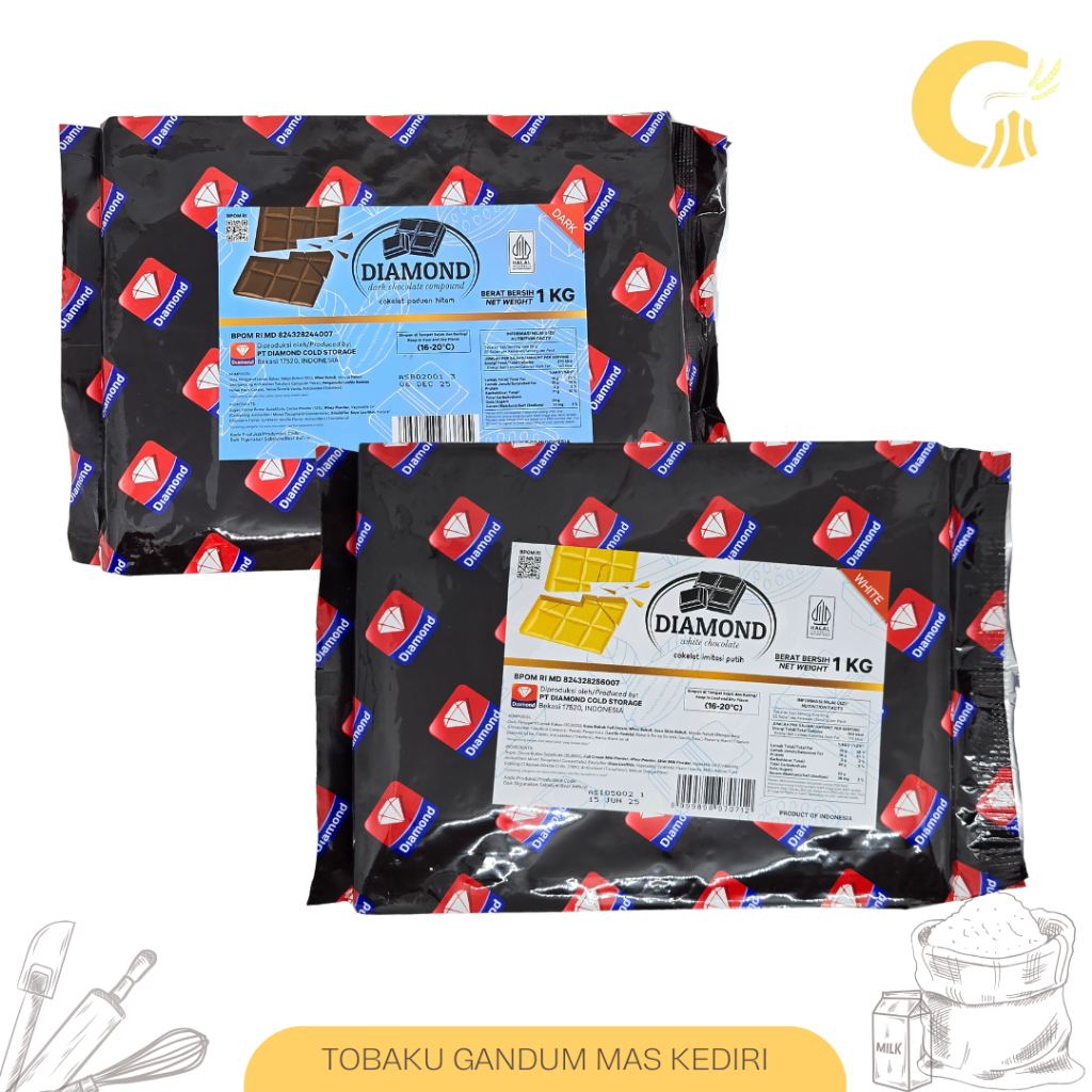Jual Diamond Dark White Chocolate Compound 1kg - Diamond Coklat Batang ...