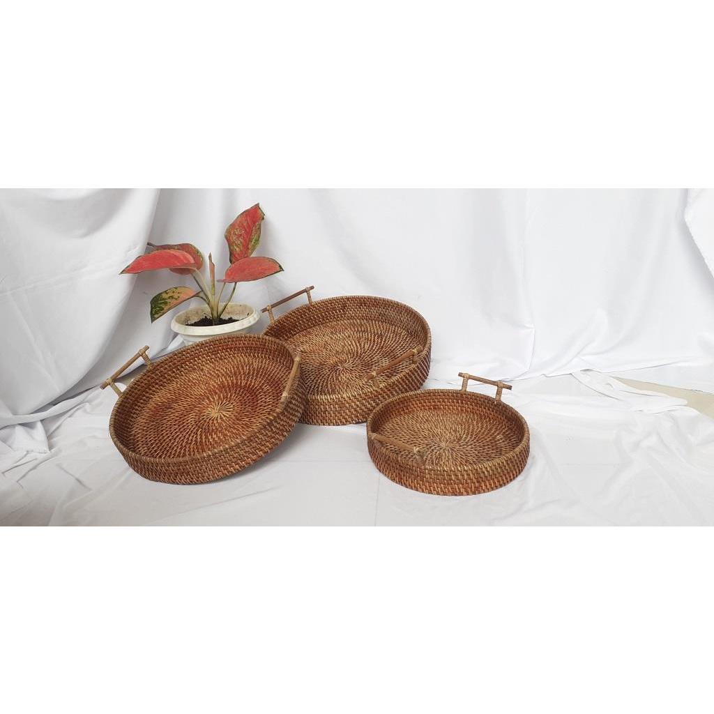 Jual Nampan rotan rattan bulat oval Persegi baki handmade lombok all ...